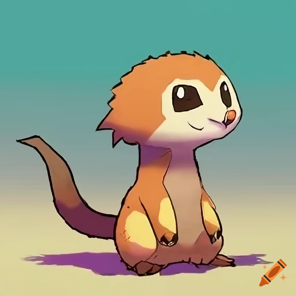 Fire type meerkat pokémon in ken sugimori style on Craiyon