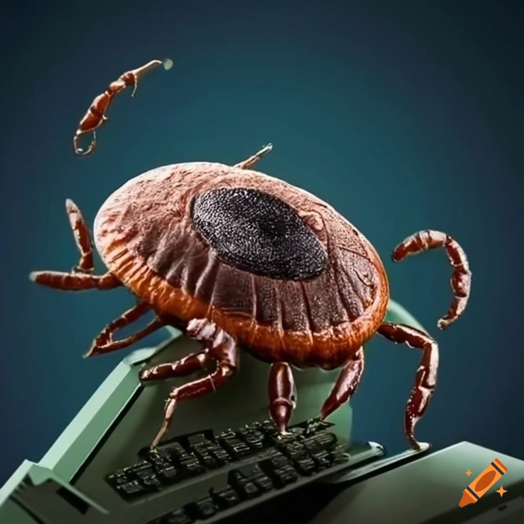 Bug in military uniform fixing a computer on Craiyon