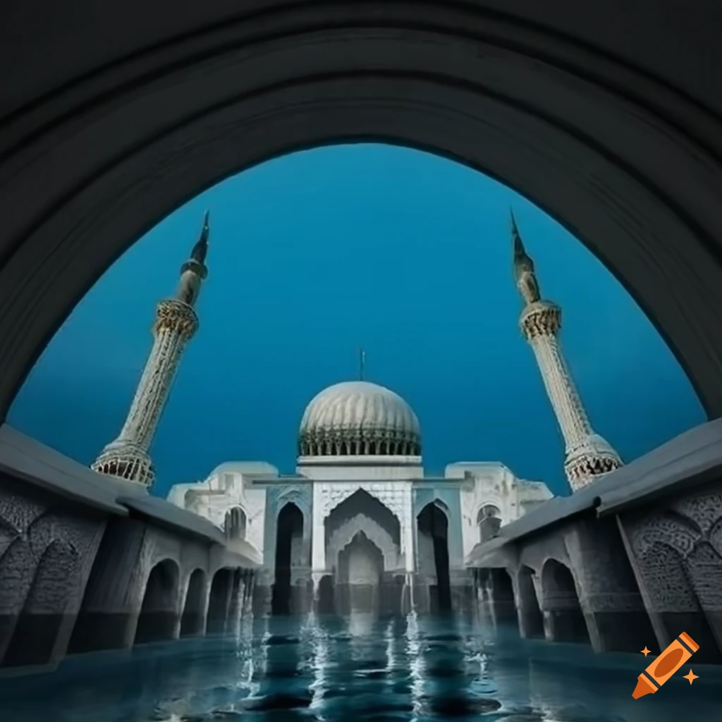 Water pool inside islamic architecture mosque on Craiyon