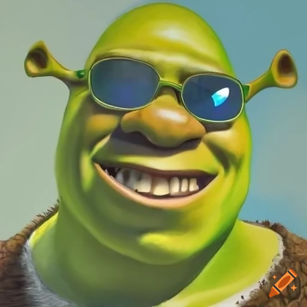 Shrek wearing sunglasses on Craiyon