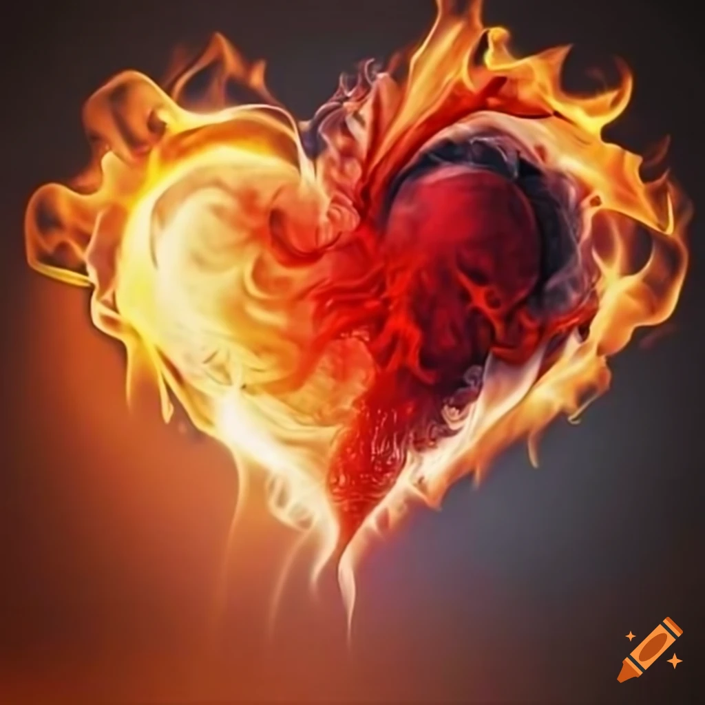 Burning heart on Craiyon