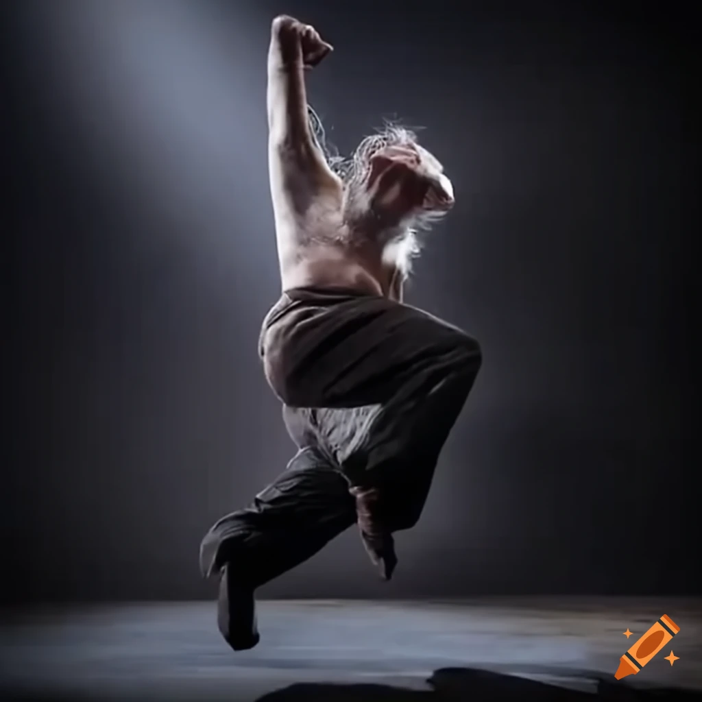 Elderly wizard breakdancing on Craiyon