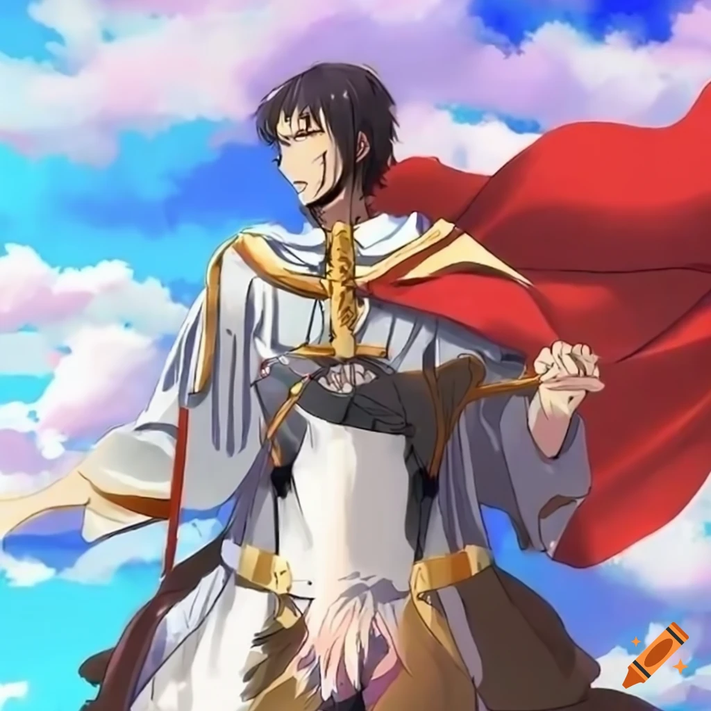 Saint martin of tours on horse with cape in anime style on Craiyon