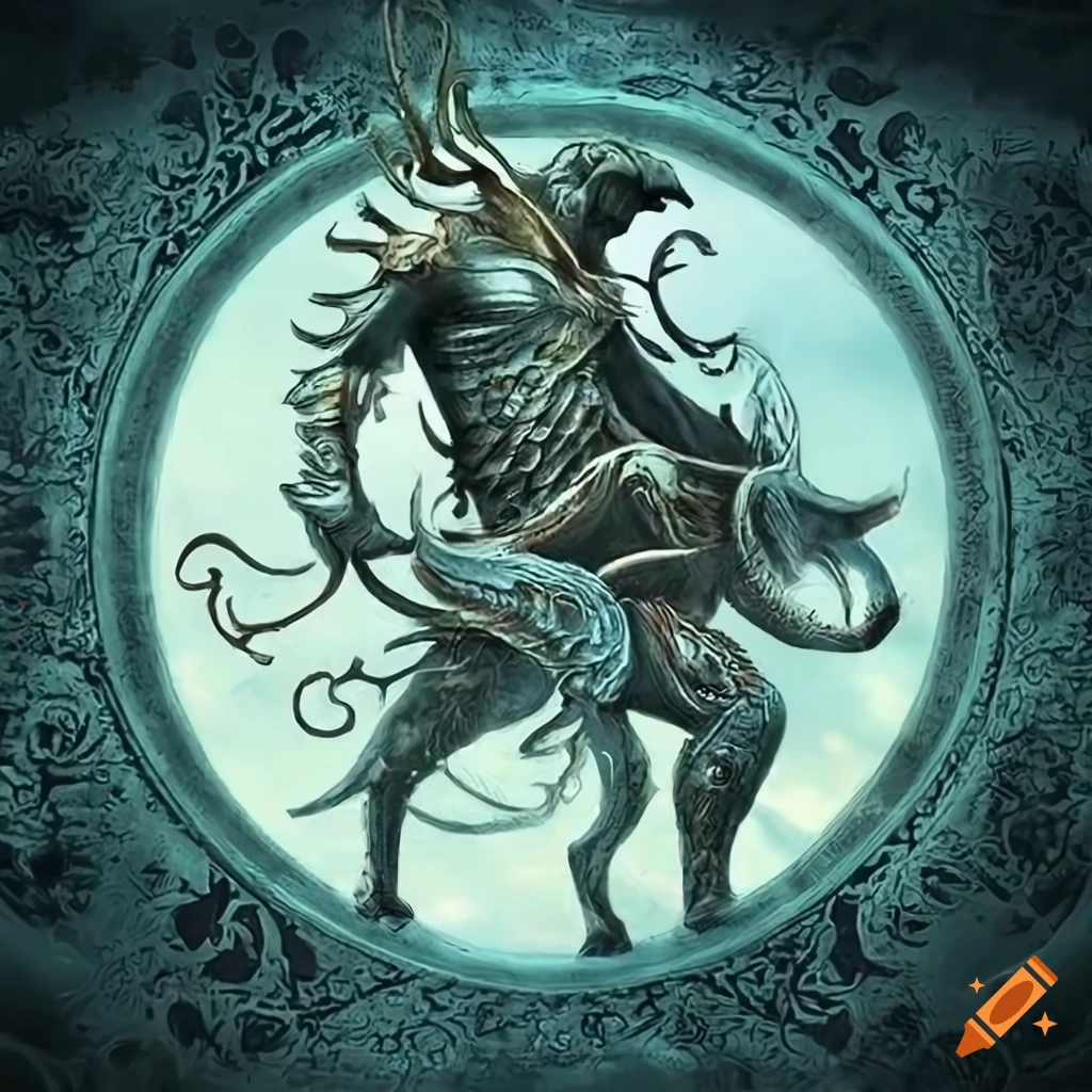 Symbol of old Turkish mythology in epic fantasy setting with high ...