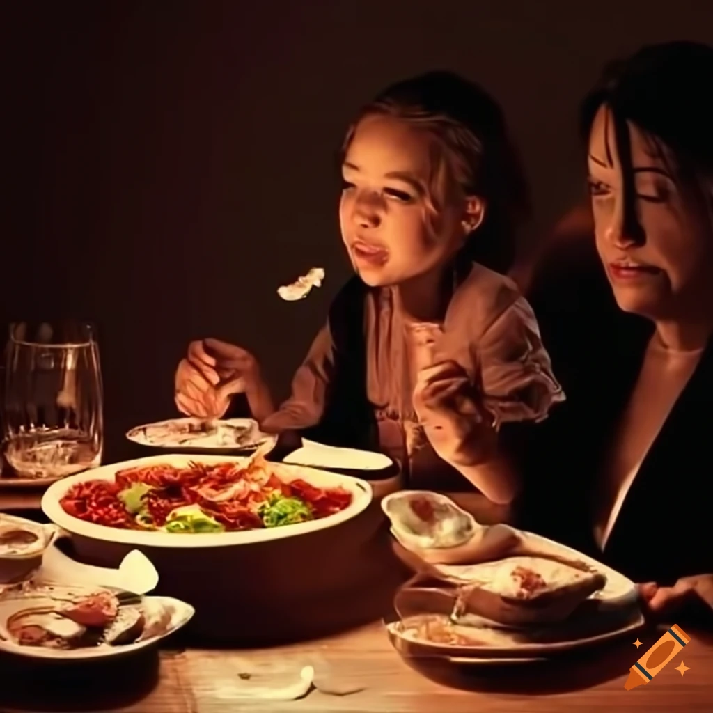 Family having dinner together on Craiyon
