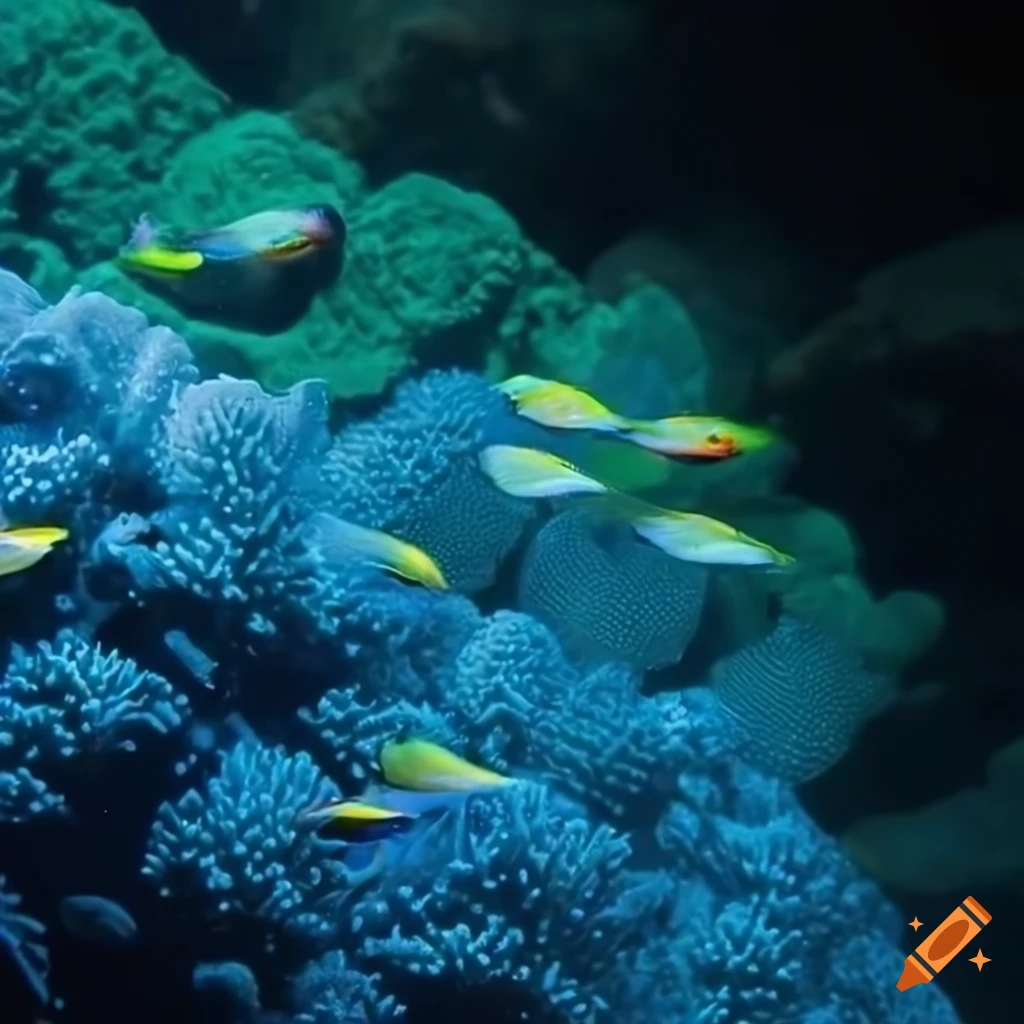 Group of exotic fish in a hyper-sharp microphotography underwater scene ...