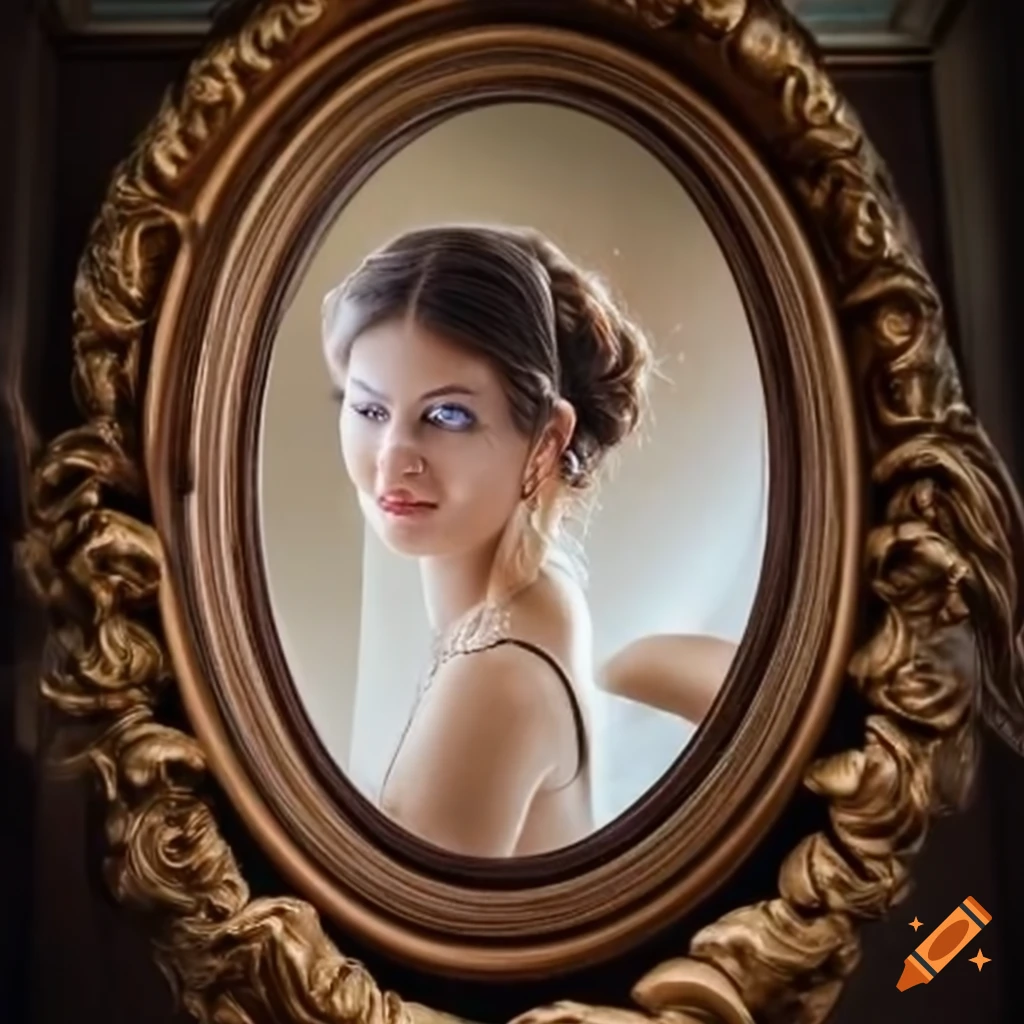 Beautiful oval mirror frame on Craiyon