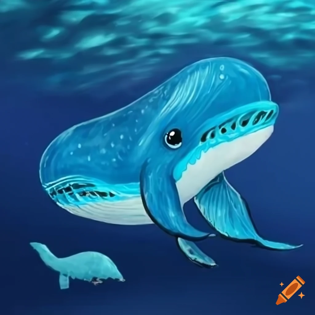 Dessine-moi une belle baleine bleue on Craiyon