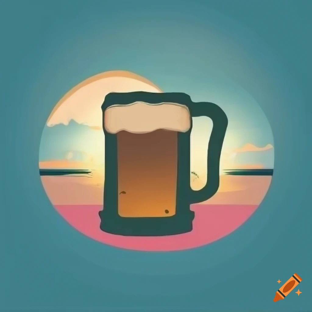 Beer mug and beach with sneakers and running silhouettes on a tee shirt ...