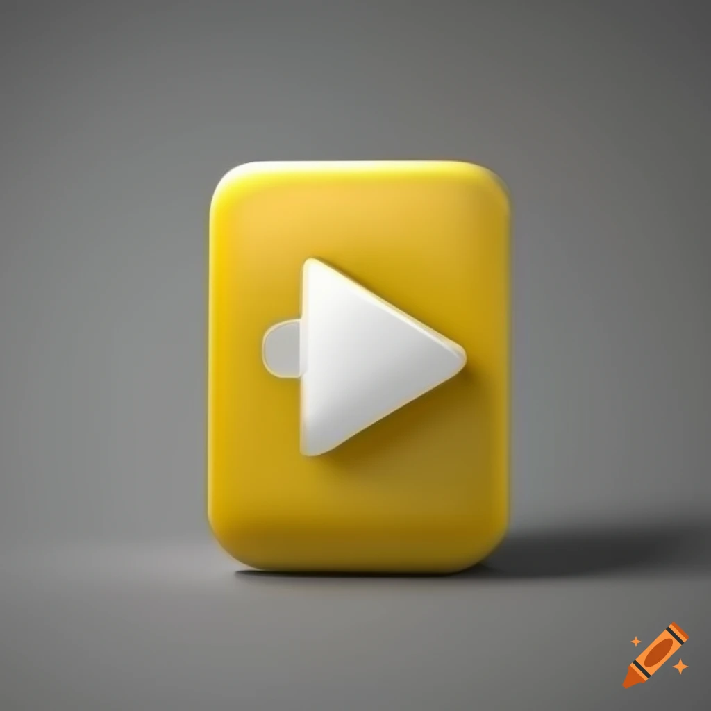 3d yellow play button game icon on white background on Craiyon
