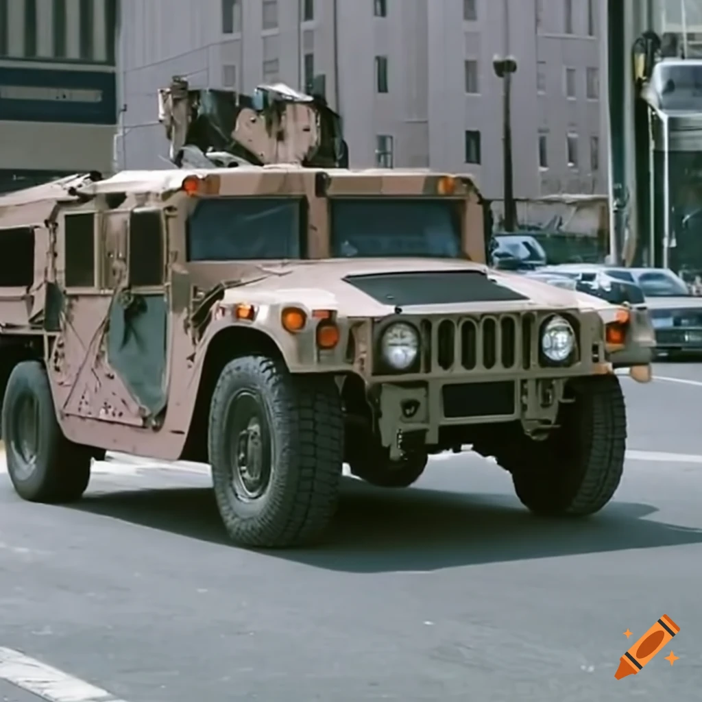 Military humvee driving in koreatown, los angeles, usa, 2003 on Craiyon