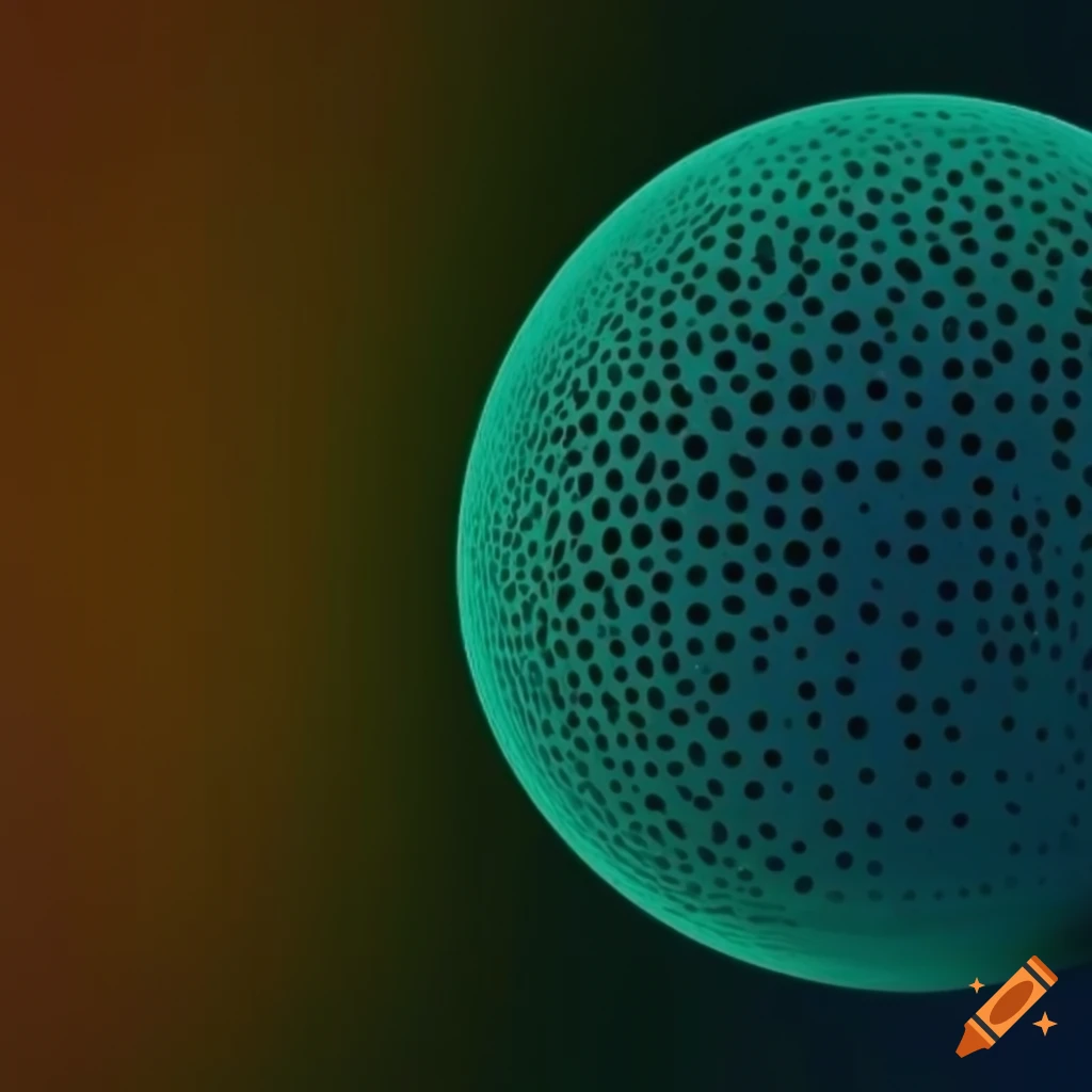 Blue and orange dots floating in a green void on Craiyon