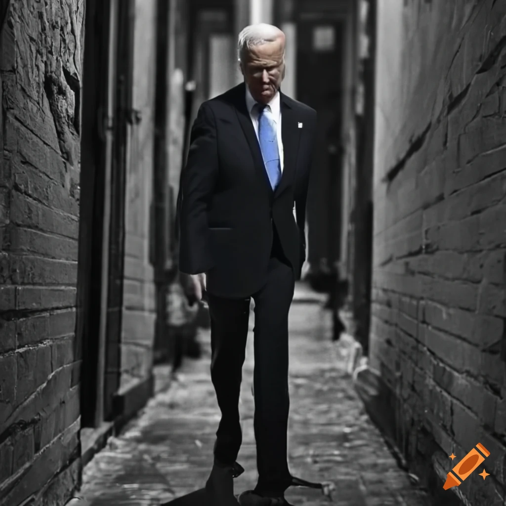 Joe biden in a dark alley on Craiyon