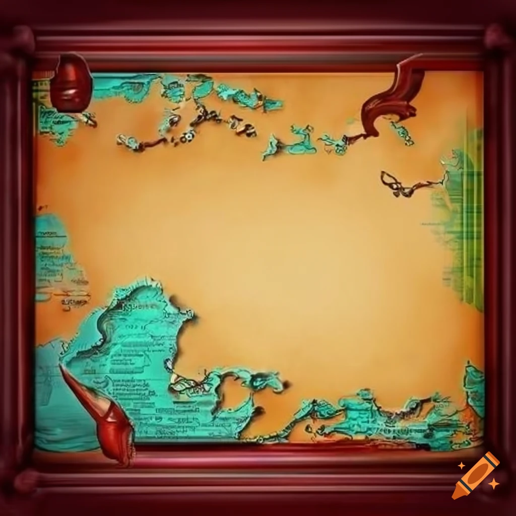 Colorful treasure map on parchment-style background on Craiyon