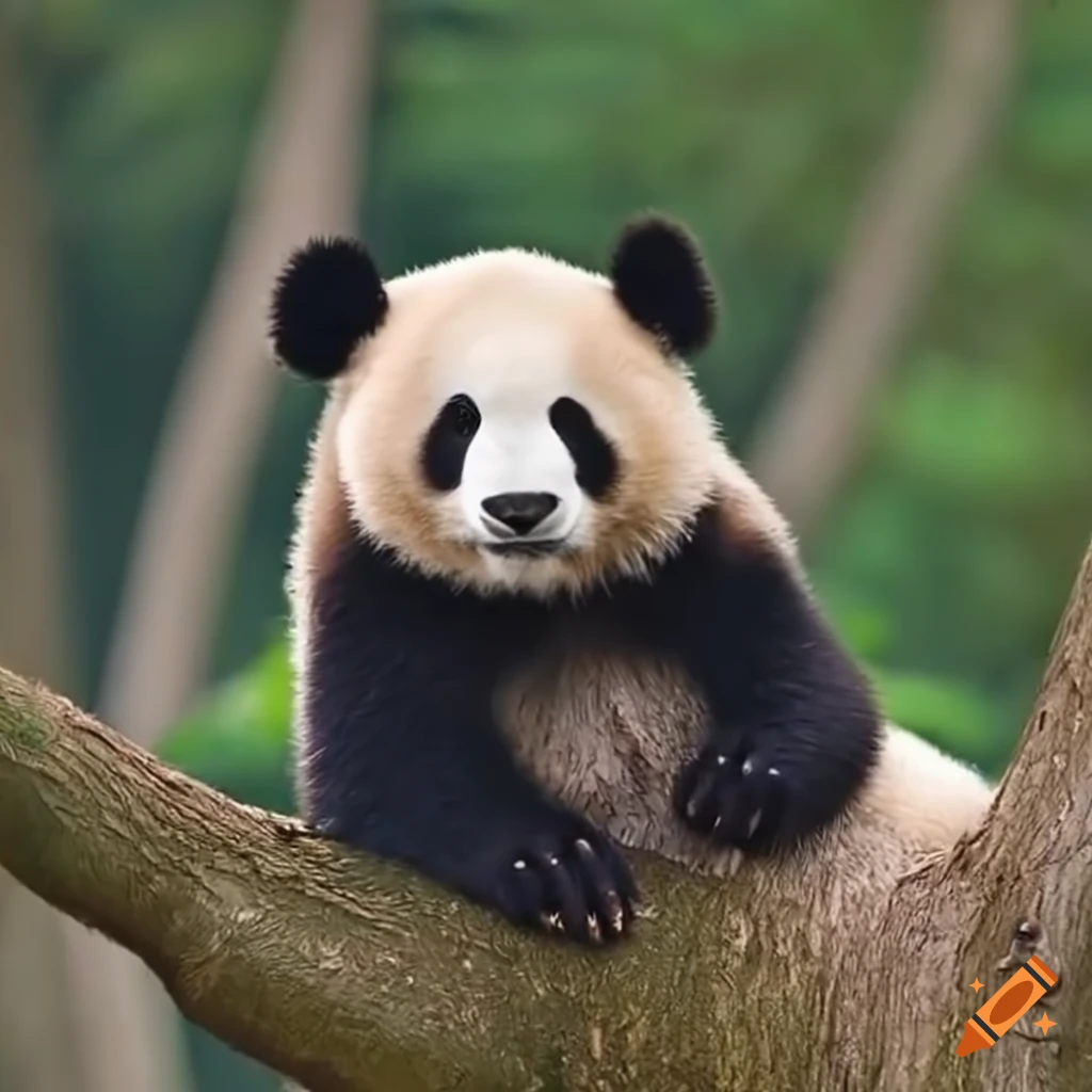 Panda hugging a tree on Craiyon