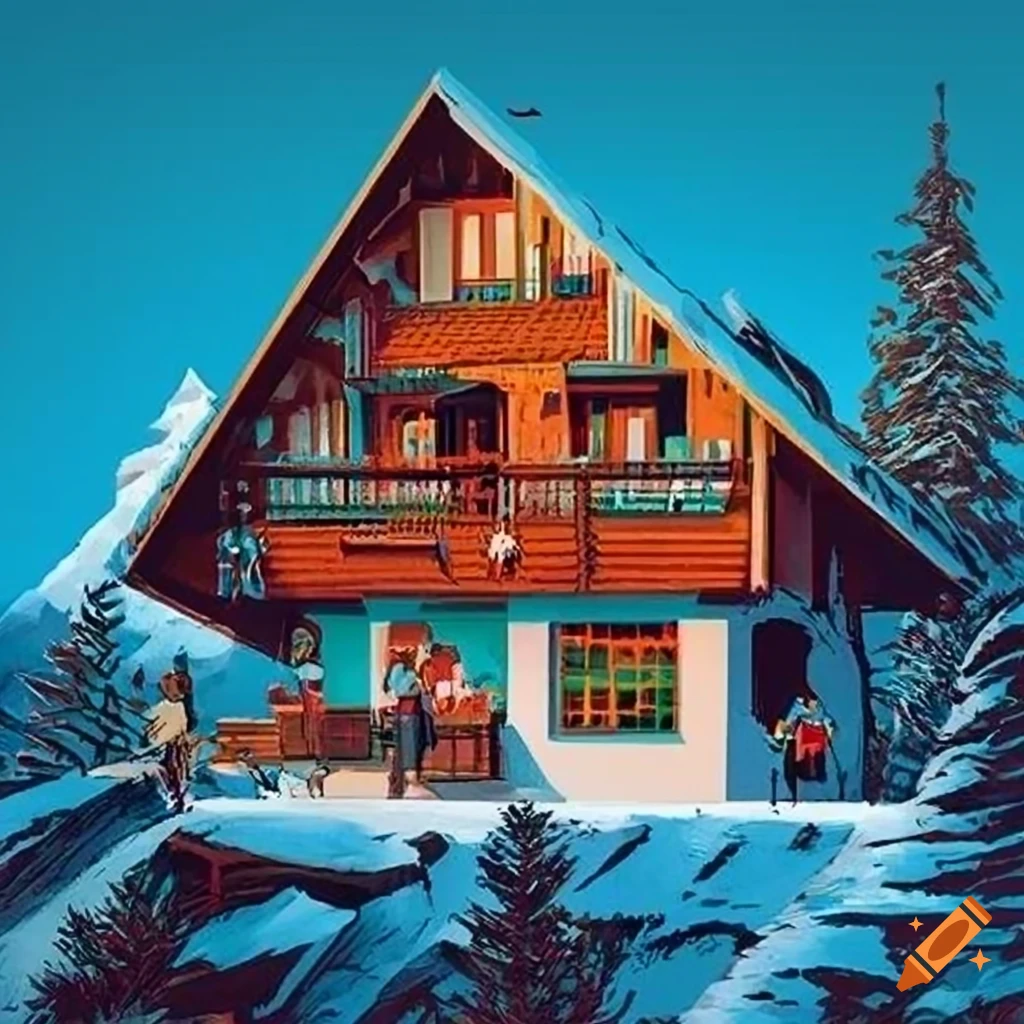 Steezy alpine architecture poster in 'cuckoo clock' style by norman ...