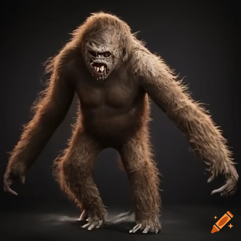 Angry hairy humanoid monster looking at the camera on Craiyon