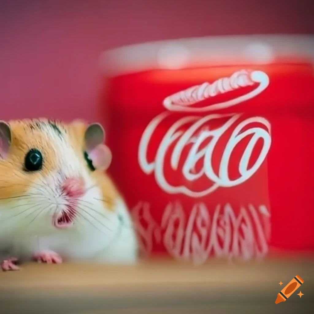 Hamster behind a coca cola bottle drawing on Craiyon