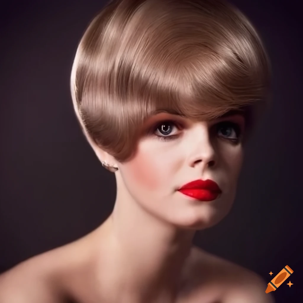 Portrait of attractive woman with 1960s short bouffant hairstyle on Craiyon