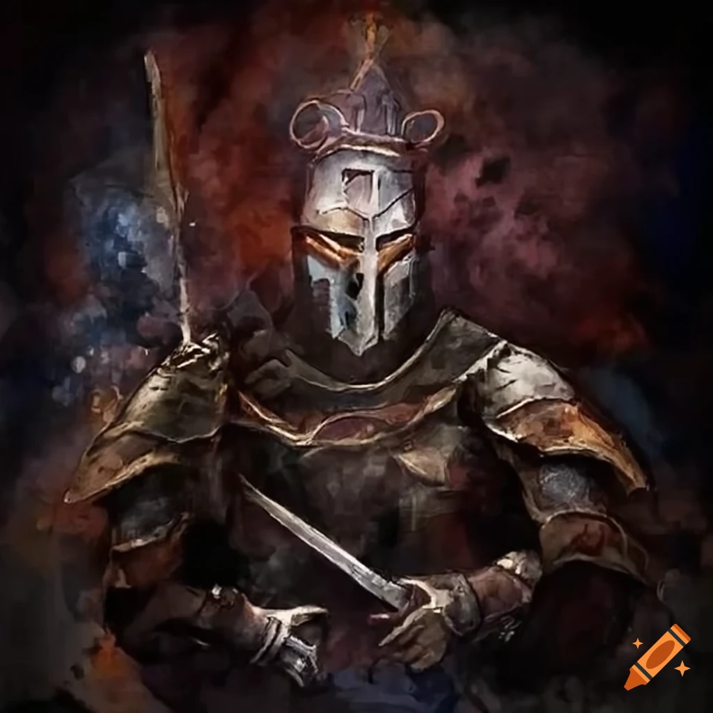 Dark and scary knight in armor on Craiyon