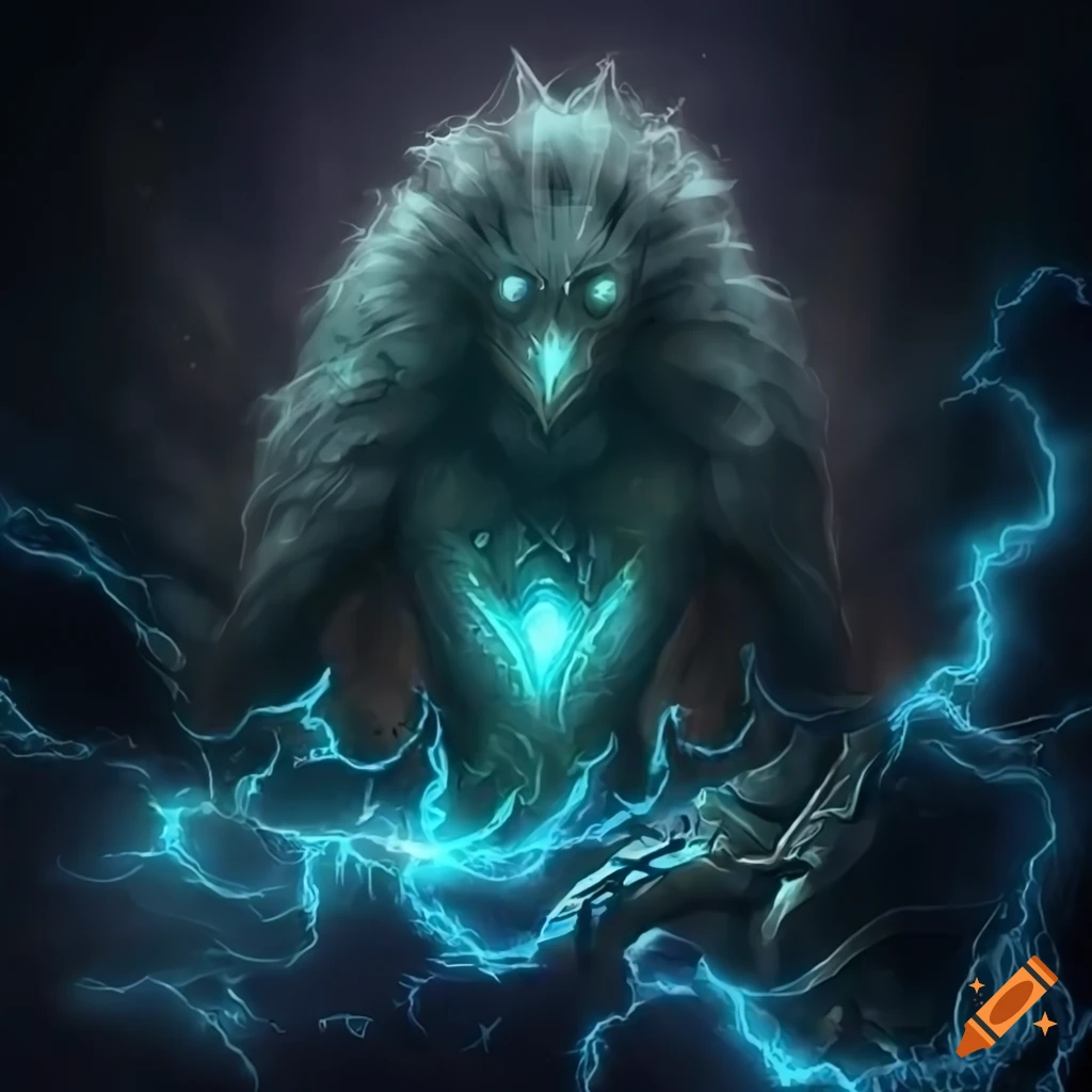 Epic art of a God of Destruction shrouded in lightning and thunder, in ...