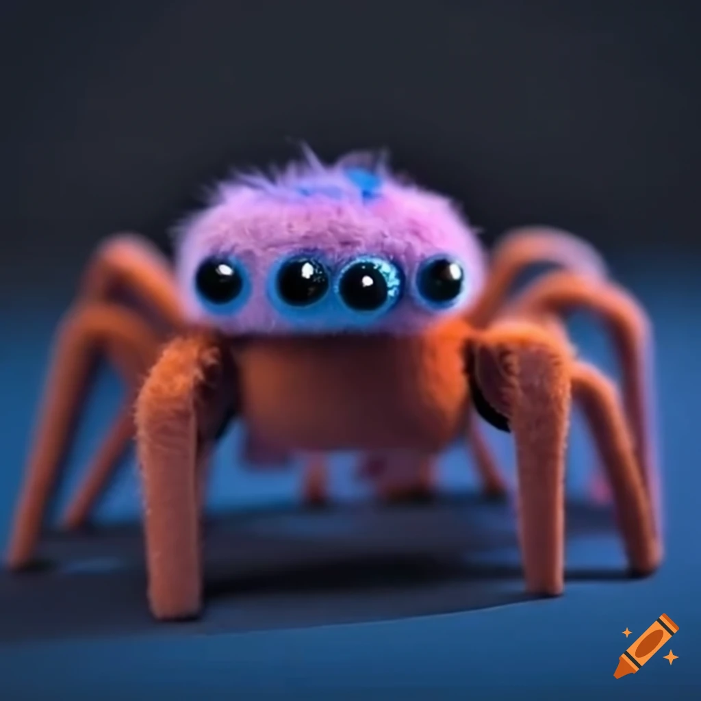 Cute fuzzy robotic jumping spider toy with 8 legs on Craiyon