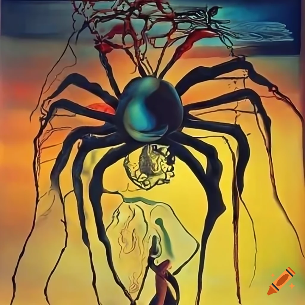 Surreal spider telling tales by salvador dalí on Craiyon