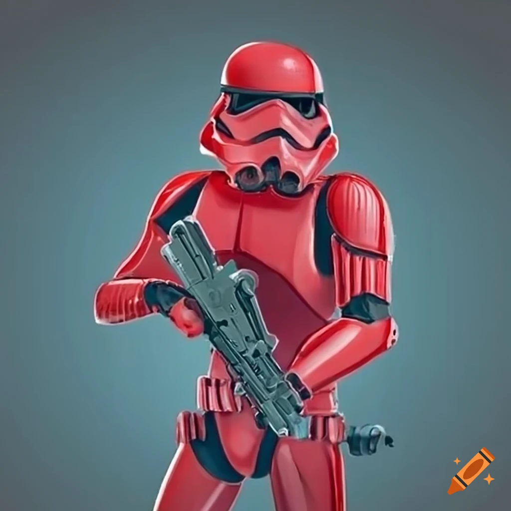 Red stormtrooper with laser gun on Craiyon