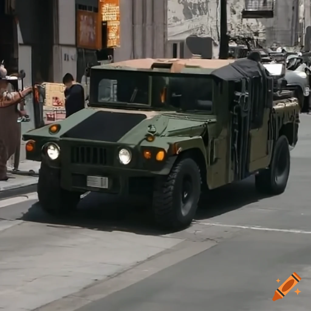 Military humvee driving on the streets of koreatown, la, usa, 2003 on ...