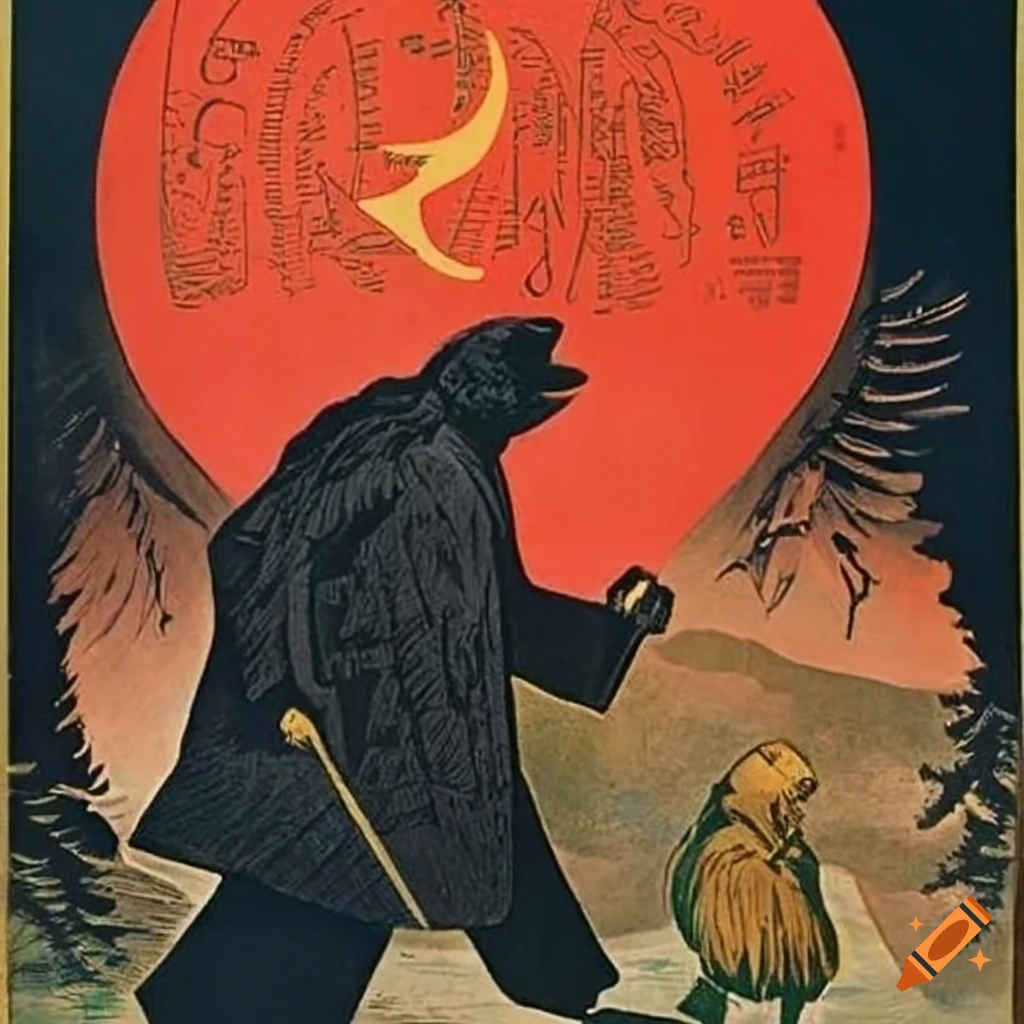 Vintage Soviet propaganda poster of "The Magician" Tarot Card with moon ...