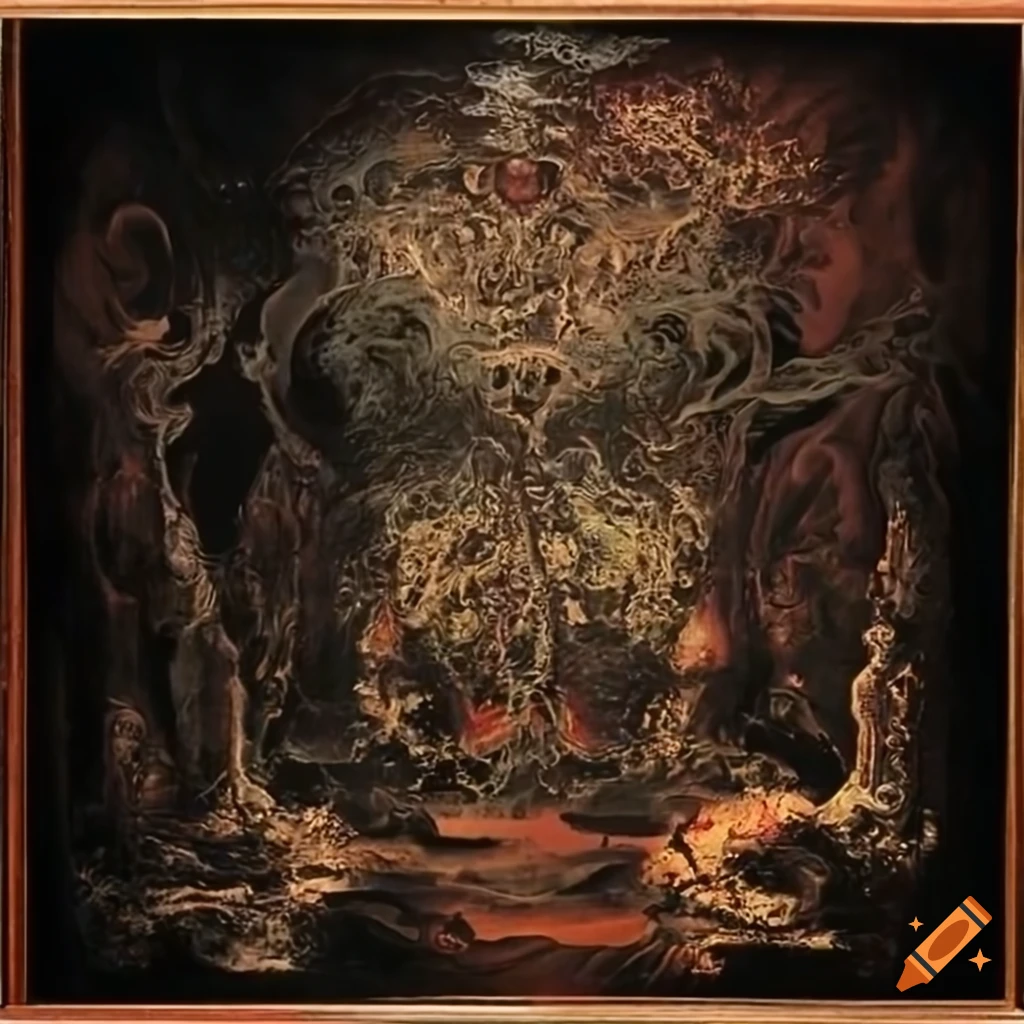 Baroque baron inside a pandemonium landscape cast in expressionist line ...