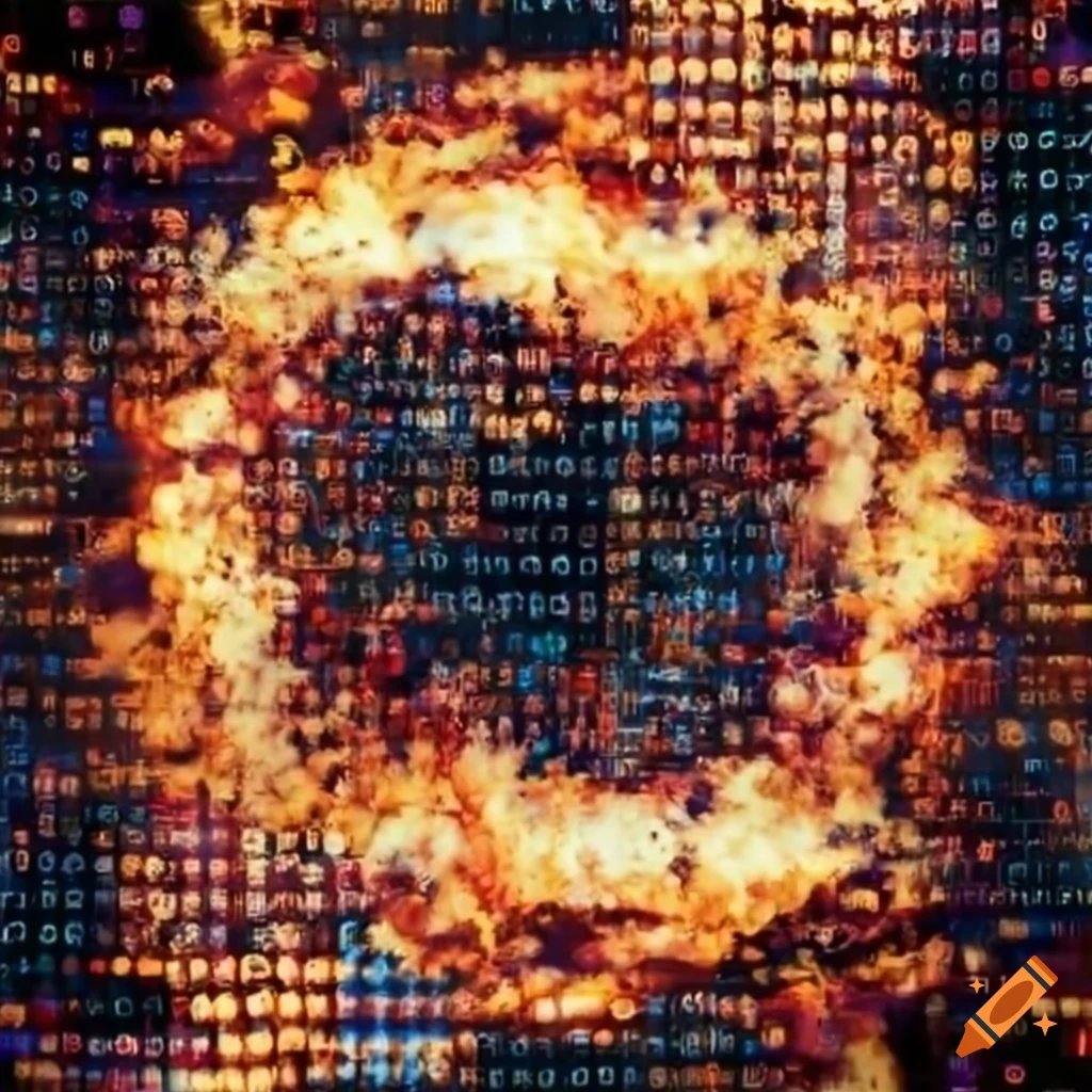 Digital data explosion with binary code on Craiyon