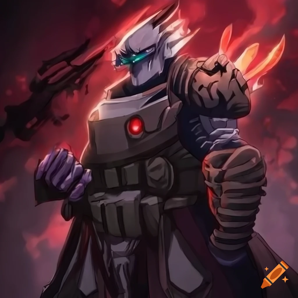 Anime style illustration of a helgast heavy commander on Craiyon