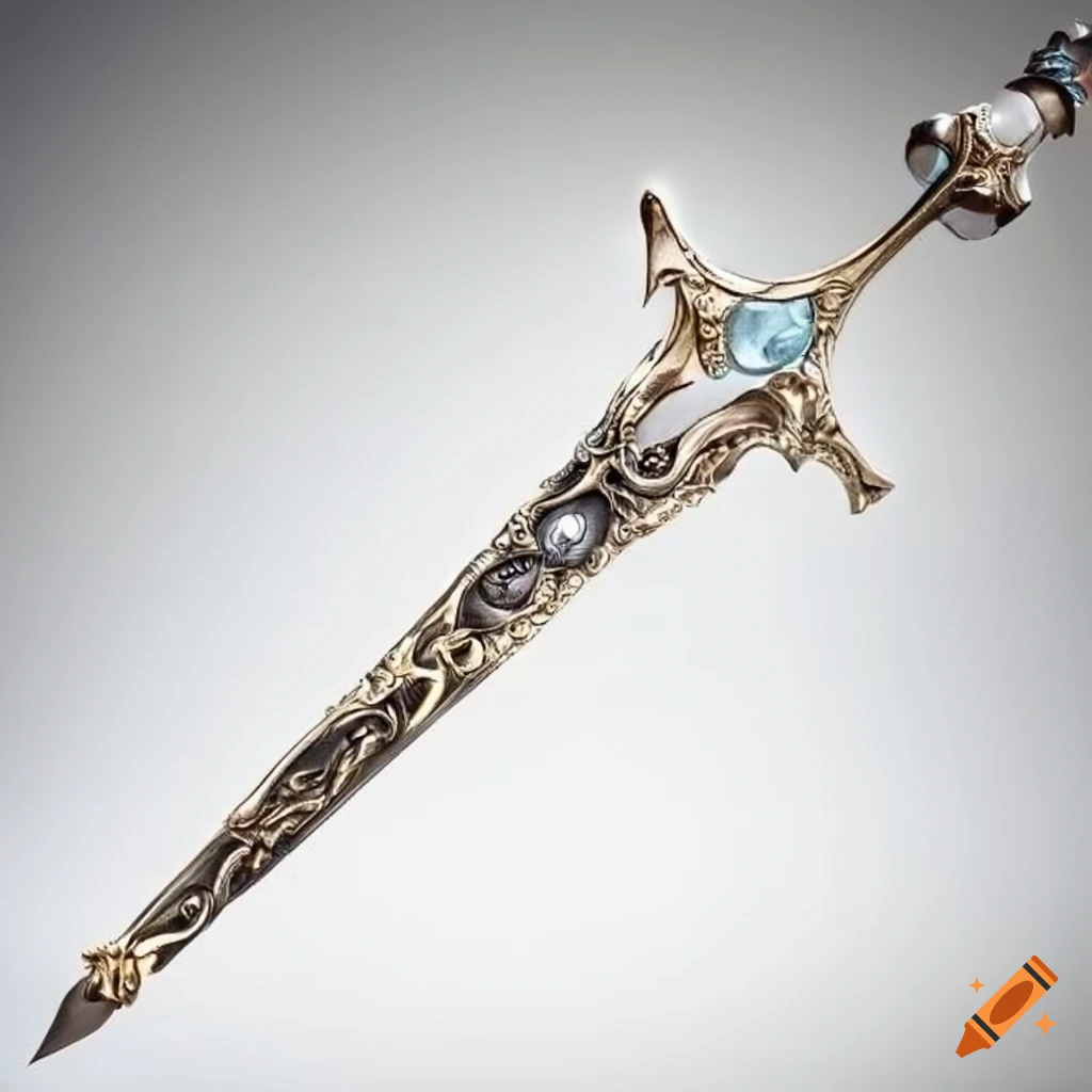 Ornate longsword with crystals on Craiyon