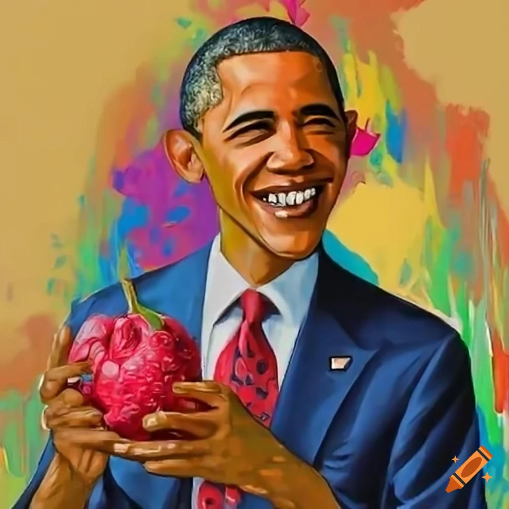 Barack obama holding a devil fruit from one piece on Craiyon