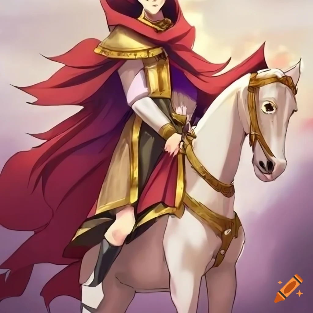 Saint martin of tours on horse with cape in anime style on Craiyon