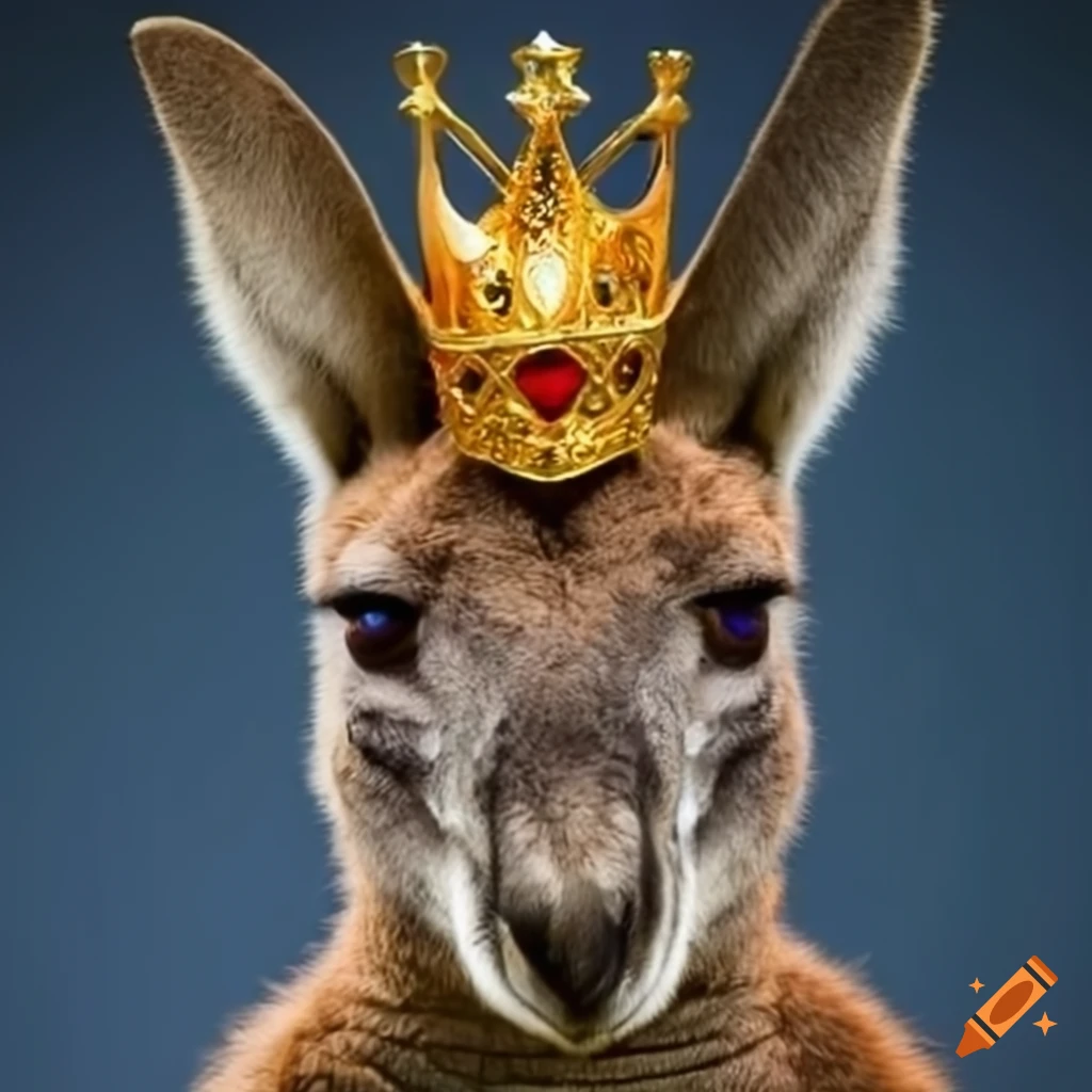 Kangaroo wearing a king's crown on Craiyon
