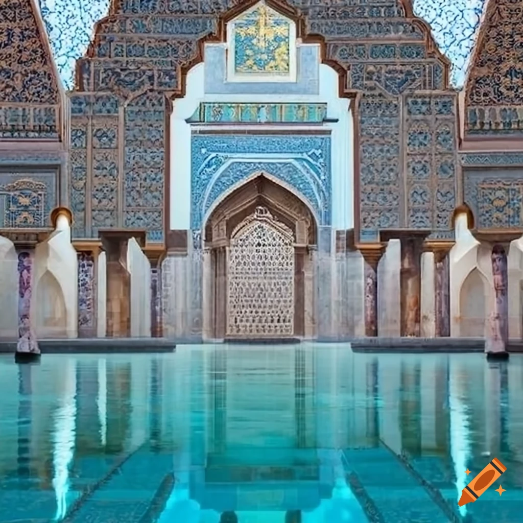Water pool inside islamic architecture mosque on Craiyon