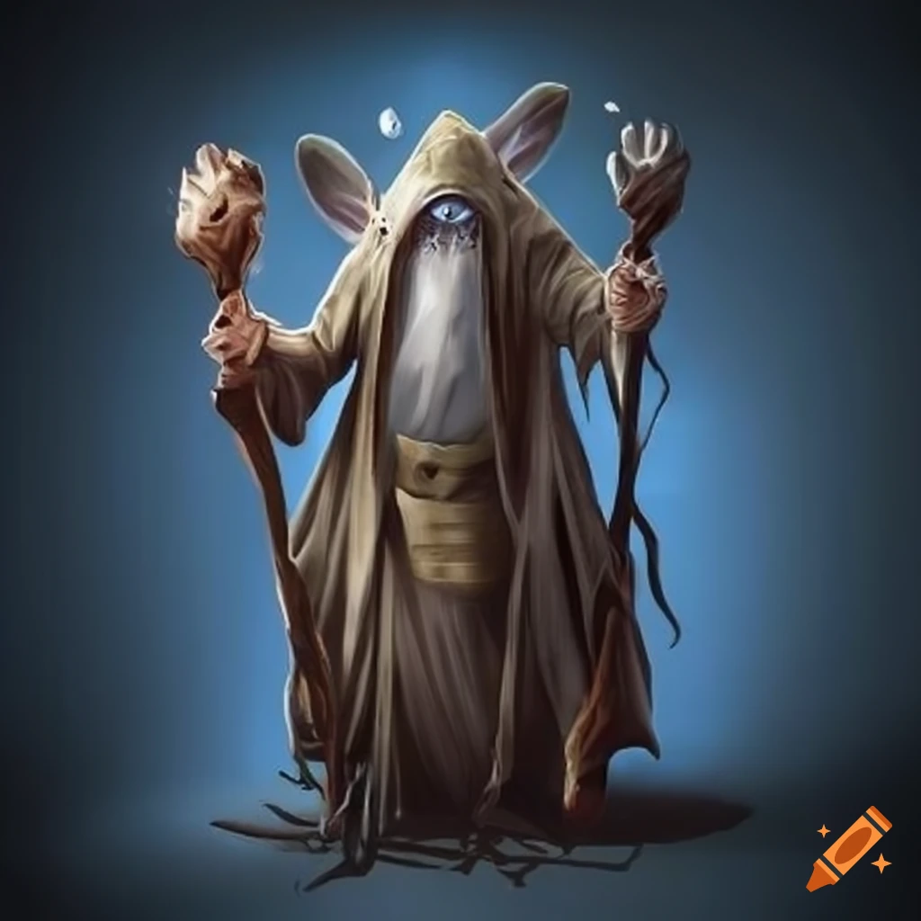 Catfish wizard holding a staff on Craiyon