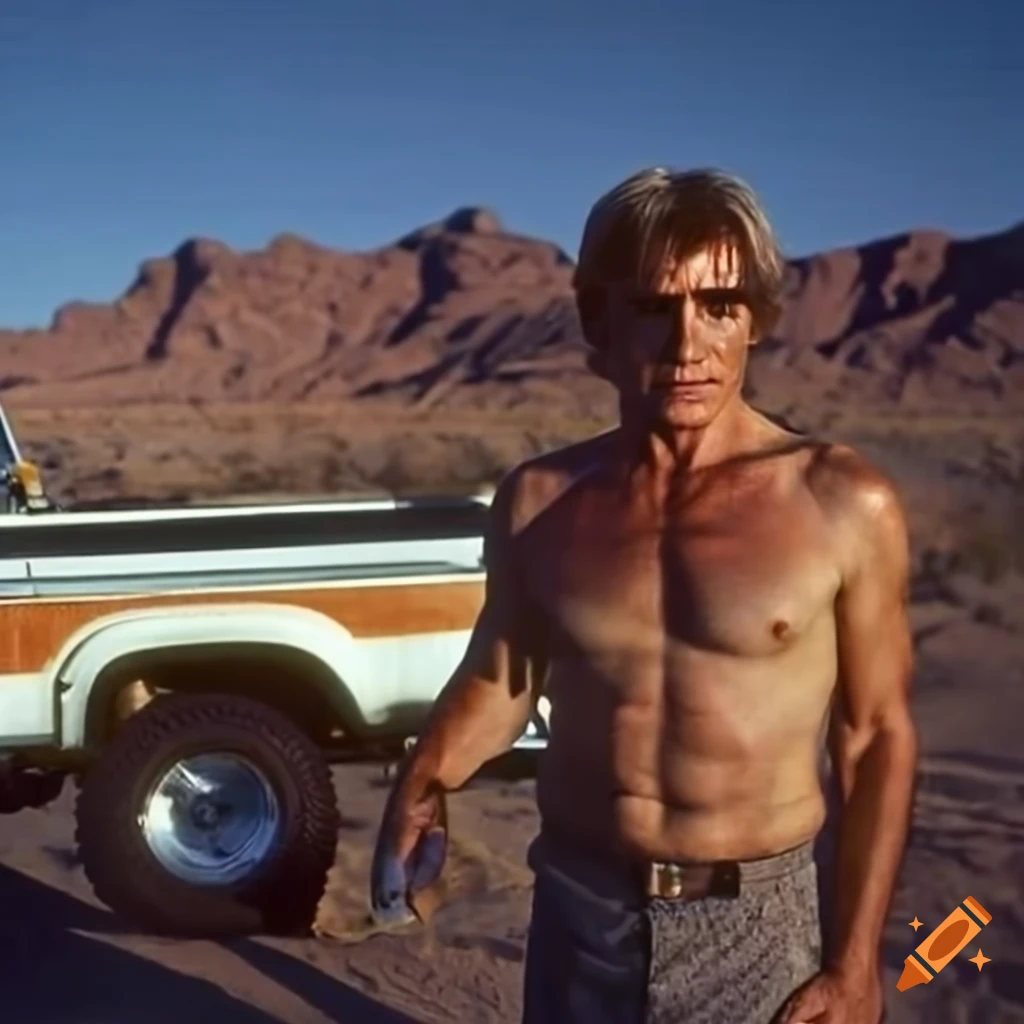 Harrison Ford standing in front of a 1978 Ford Bronco in a desert ...