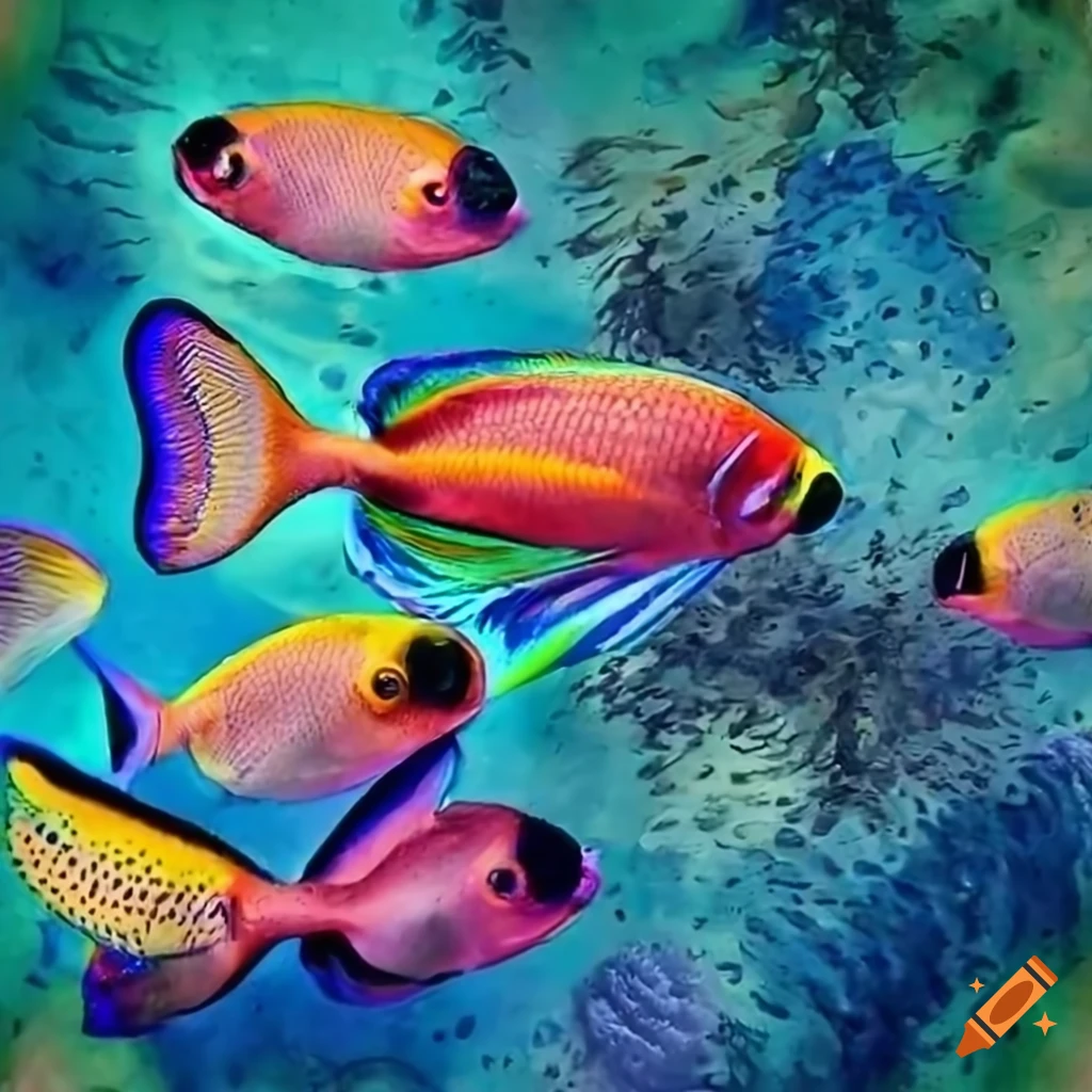 Group of exotic fish in mesmerizing underwater micro photography ...