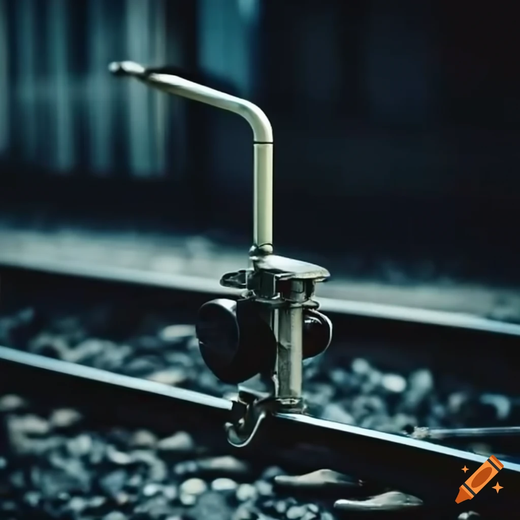 Lever attached to a train track on Craiyon