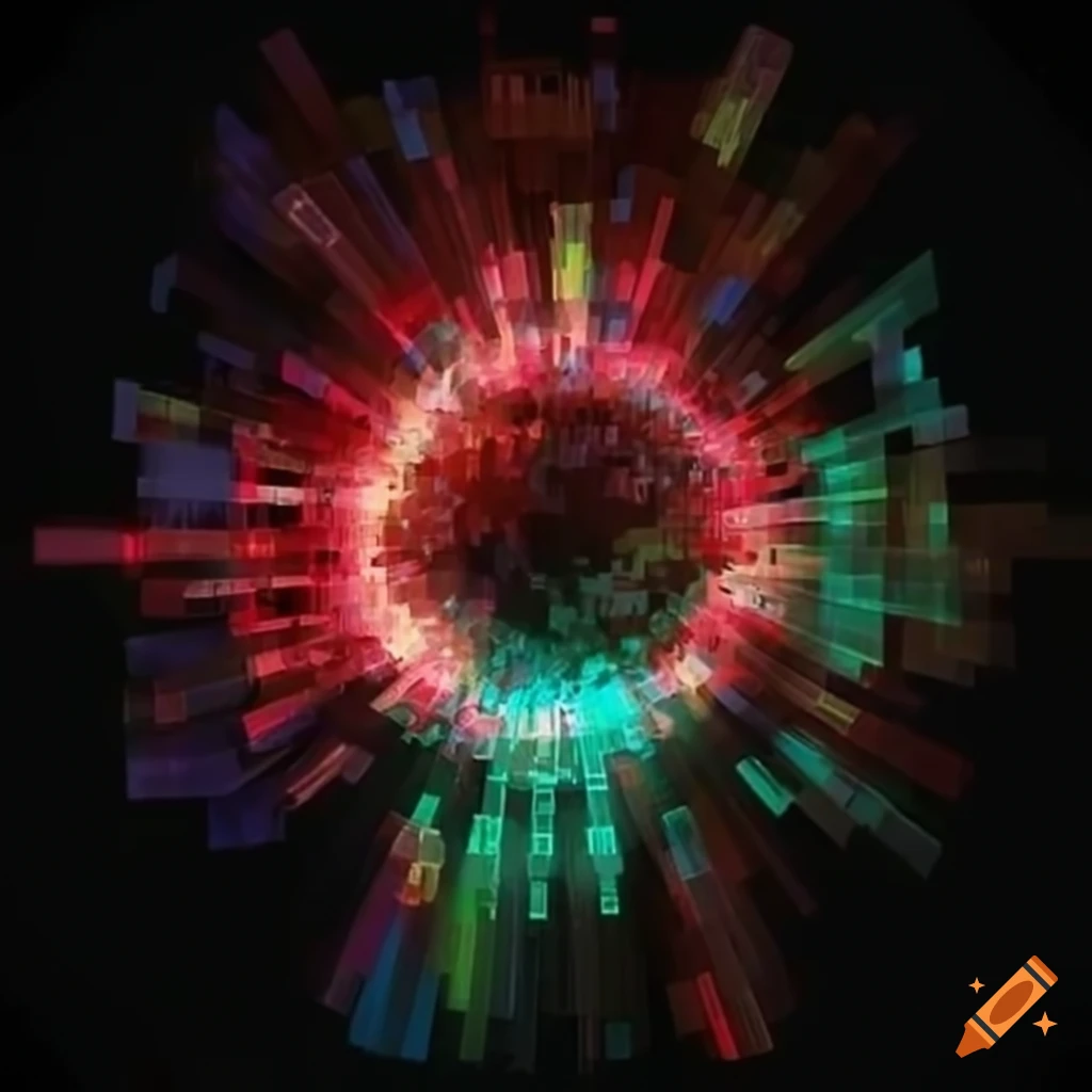 Digital data explosion depicted with binary code on Craiyon