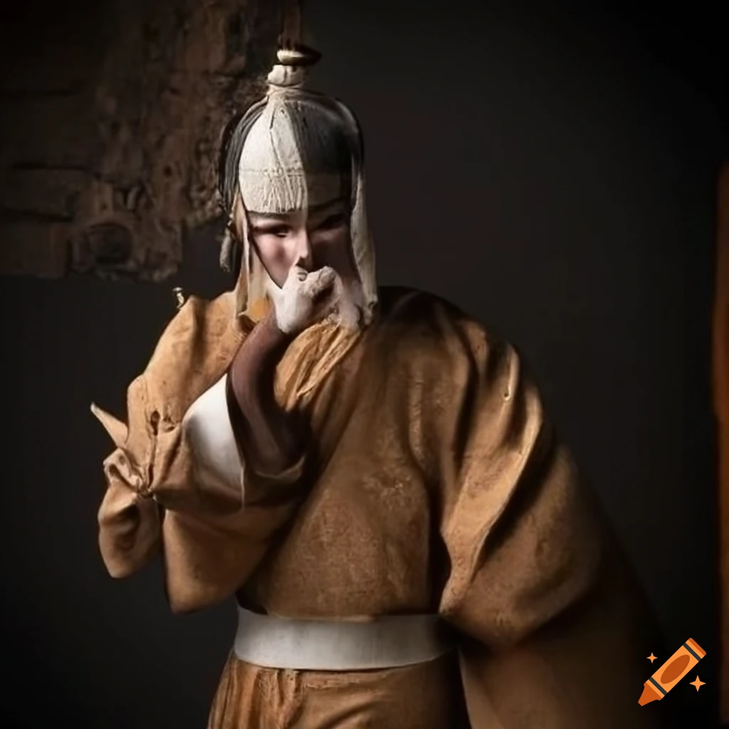 Japanese medieval character merged with ancient greek on Craiyon