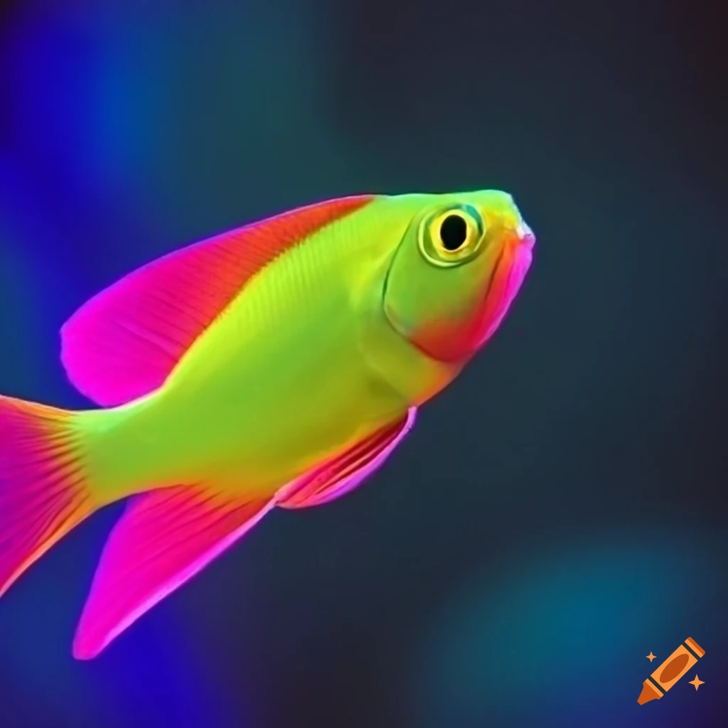 Vibrant pink and yellow neon fish on Craiyon