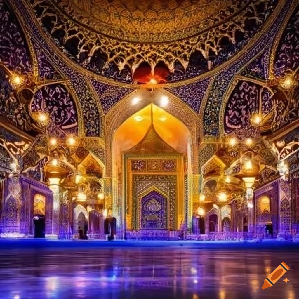 The serene night inside the shrine of imam reza on Craiyon