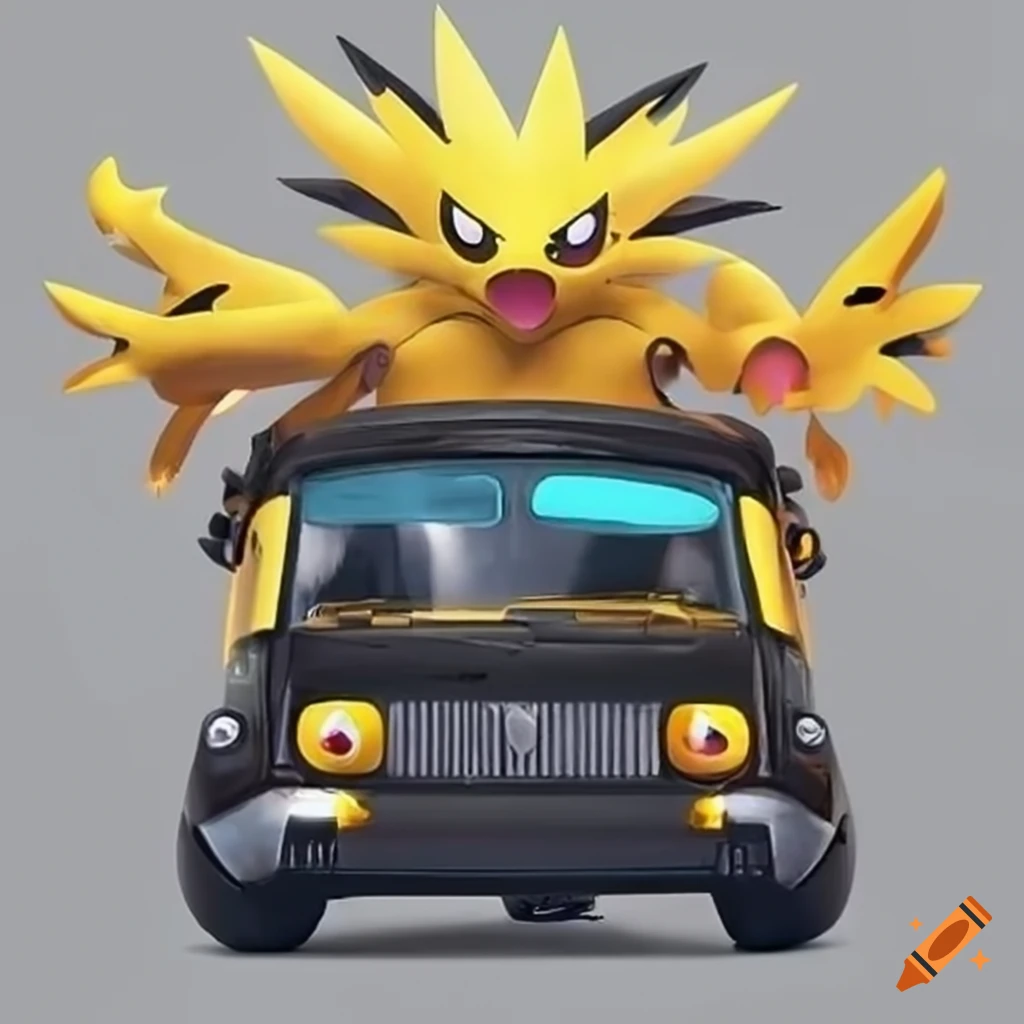 Black mini bus with zapdos pokemon on Craiyon
