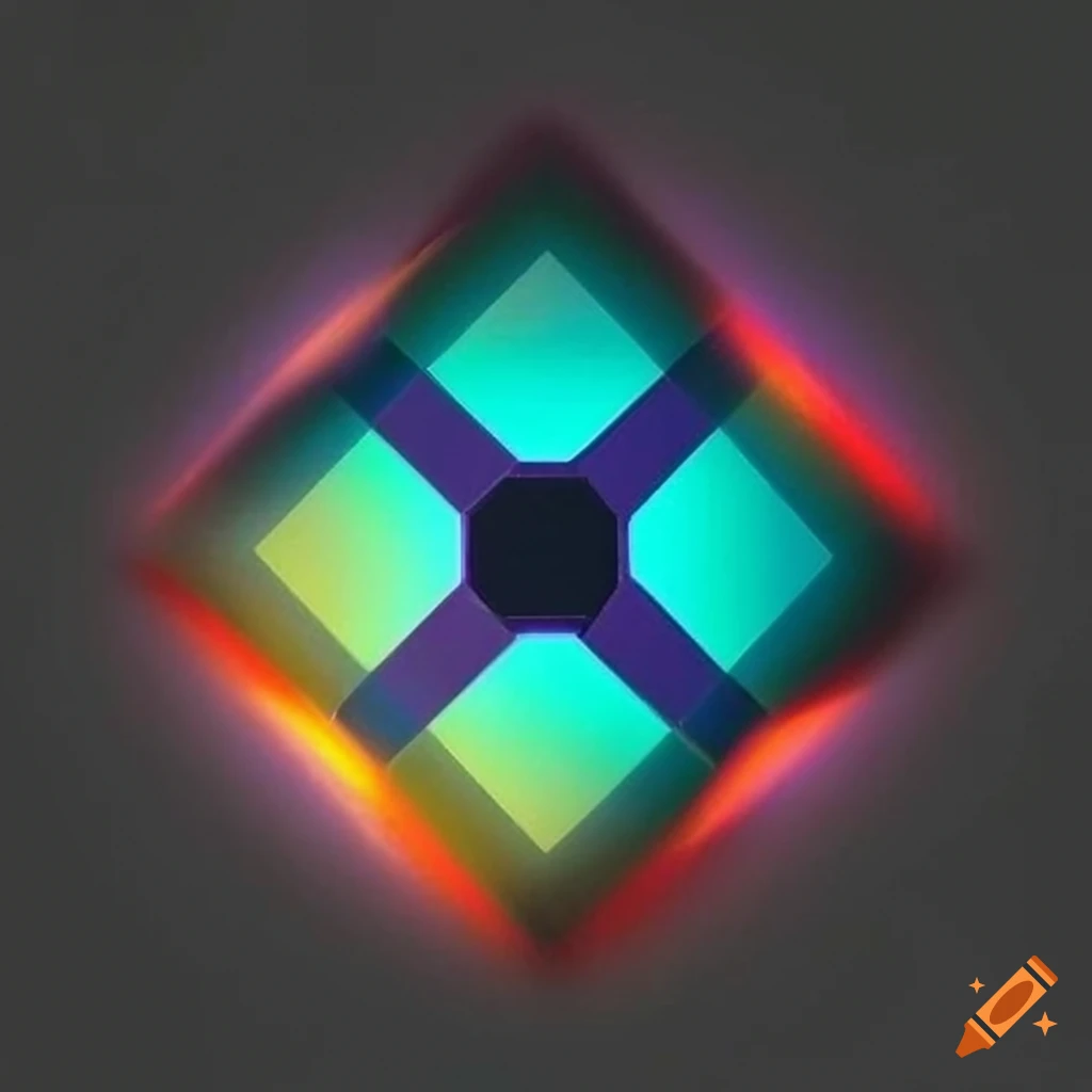 Luminescent hexagon with gradient and stylized radioactive symbol on ...