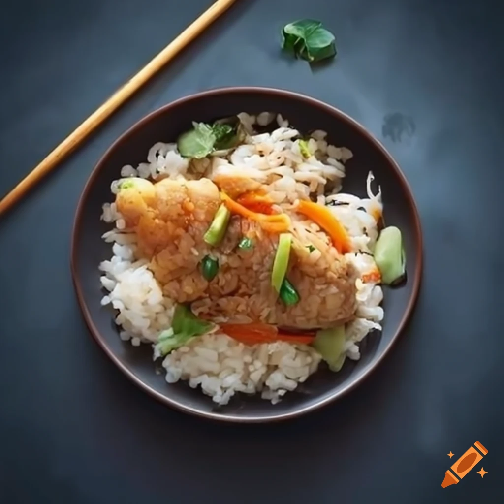 Steamed rice with fish in Hong Kong soy sauce, cauliflower, and carrot ...