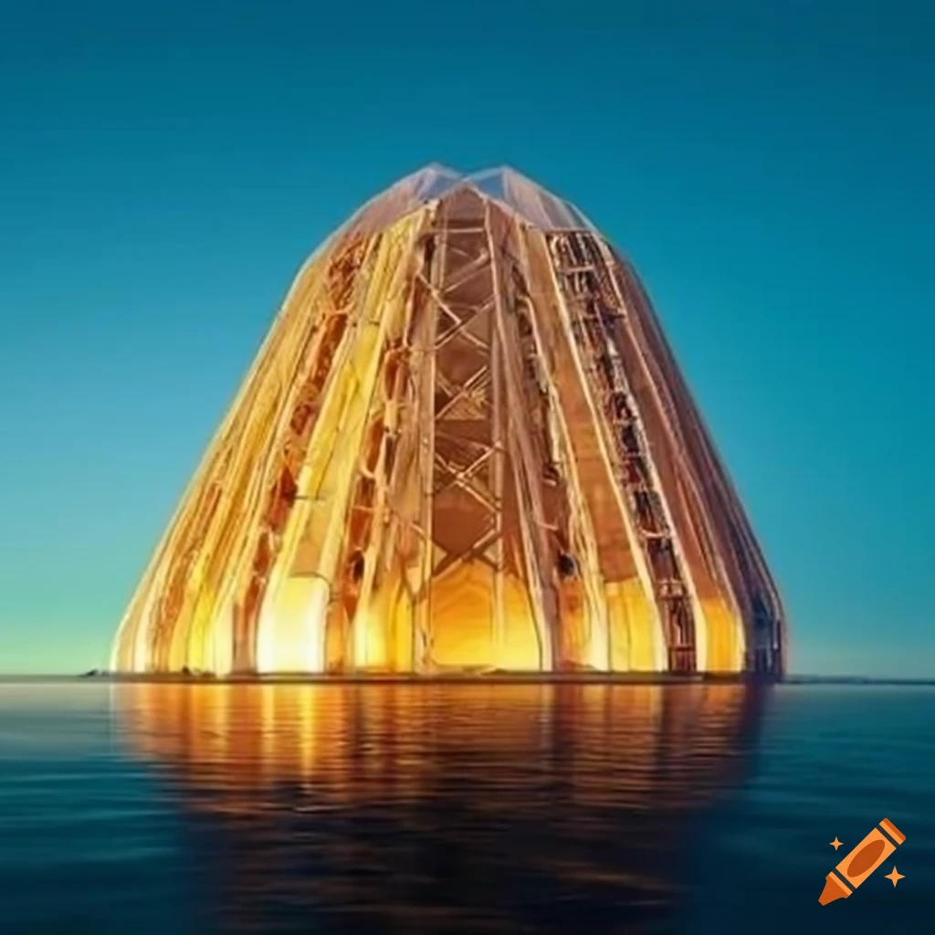 Futuristic building with a man-made sun on Craiyon